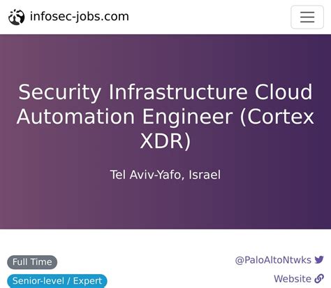 Hiring Security Infrastructure Cloud Automation Engineer Cortex Xdr