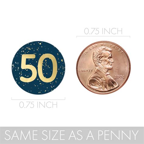 50th Birthday Party Favor Stickers Navy Blue And Gold Foil Etsy