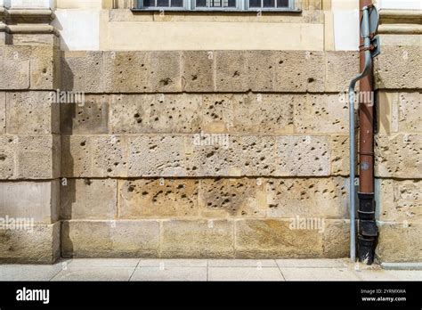 Bullet Holes From Ww2 In The Wall Of The University Of Wrocław Stock