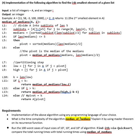 Solved 4 Implementation Of The Following Algorithm To Find