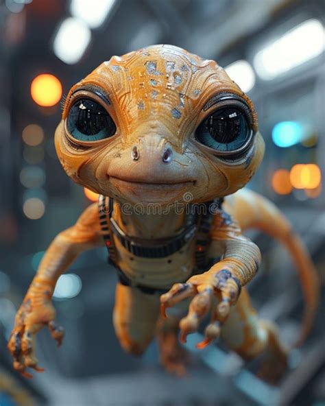 Ai Generated Illustration Of A Close Up Of A Cute Alien Stock