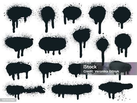 องค์ประกอบสเปรย์ทาสี กรันจ์กราฟฟิตีทาสีเส้นขอบและรูปร่าง สกปรกกระเด็นถนนศิลปะจังหวะของ ภาพประกอบ