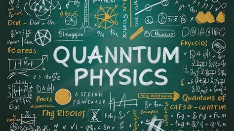 Operations And Formulas Of Quantum Physics Handwritten With A Chalk On