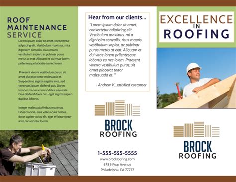 Simple Roofing Tri Fold Brochure Template Mycreativeshop