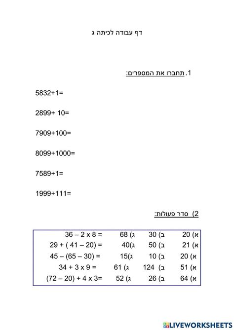 Tali Dudin דף עבודה לכיתה ג 2332166 Liveworksheets