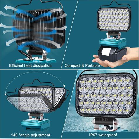 Luz De Trabajo Led Para Makita 18v Batería 108w 5400lm Linterna Luz De
