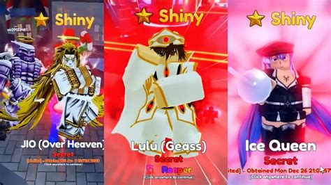 LUCKIEST SHINY SECRET COMPILATION IN ANIME ADVENTURES ROBLOX