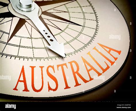 3d Illustration Compass Needle Pointing The Destination Australia 3d