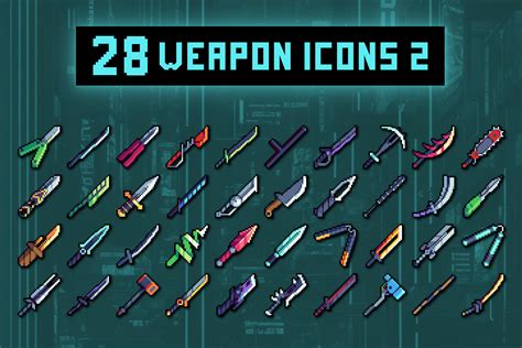 Free Melee Weapon Pixel Icons By Free Game Assets Gui Sprite Tilesets