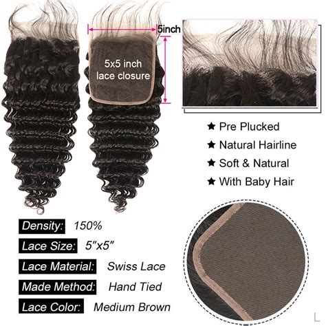 Deep Wave 4 Bundles With Closure 6x6 Lace 100 Virgin Human Hair