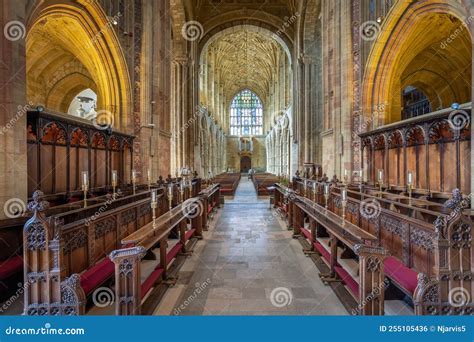 Choir Stalls And Vaulted Ceilings Inside Sherborne Abbey Dorset Uk