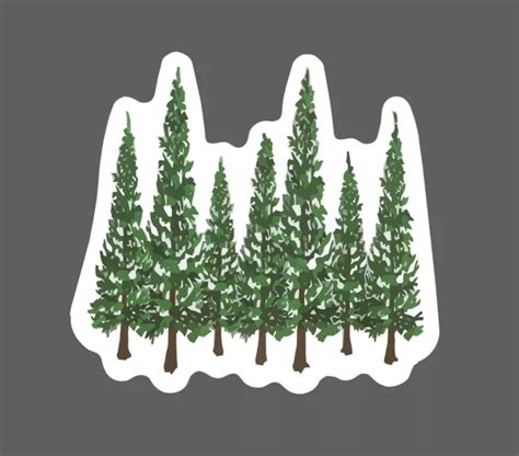 Kira Sticker With Fir Trees Forest Seasons Waterproof Decorative Laptop