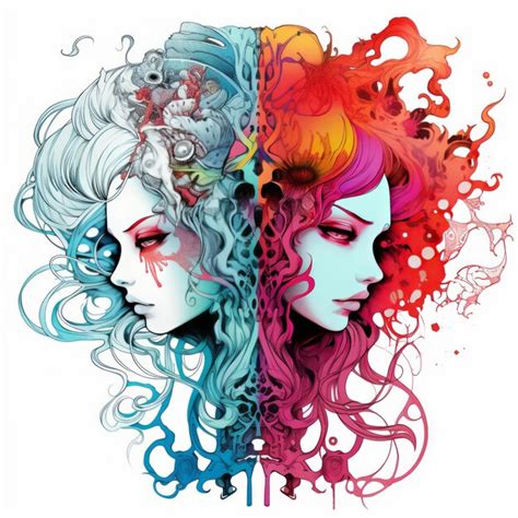 Premium Photo Duality Exploring Manga Style And Vibrant Anime Through