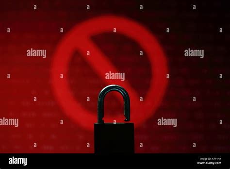 Visus Or Hacked Computer Screen Red Binary Computer Code Ransom Screen Background With Stop