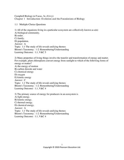 Test Bank Campbell Biology In Focus 3rd Edition Notes Nation