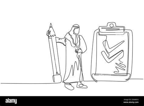 Continuous One Line Drawing Happy Smiling Arabian Businessman With
