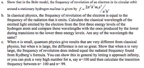 solved show that in the bohr model the frequency of