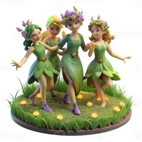 Magnificent Modern A Group Of Playful Forest Nymphs Dancing In A