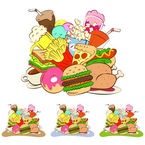 Fast Foods Icon Set Stock Vector Illustration Of Burger 37922209