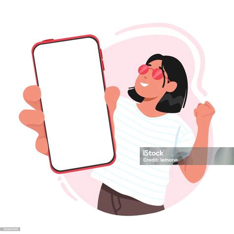 여자는 빈 스마트폰 화면과 예 제스처를 보여줍니다 소녀의 손에 휴대 전화 행복한 젊은 기업가 여성 캐릭터 전화에 대한 스톡 벡터 아트 및 기타 이미지 Istock