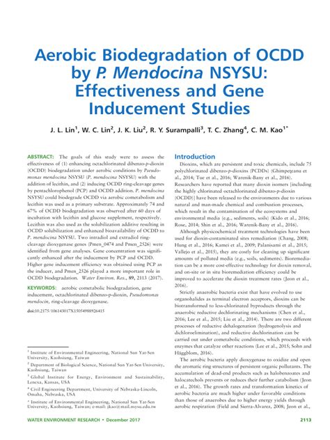 Lin 2017 Pdf Pseudomonas Polychlorinated Dibenzodioxins