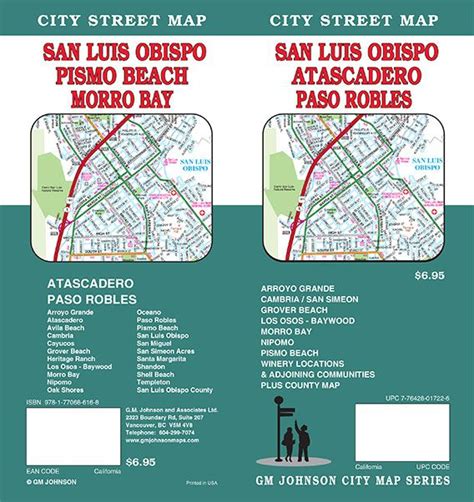 San Luis Obispo California Street Map Gm Johnson Maps