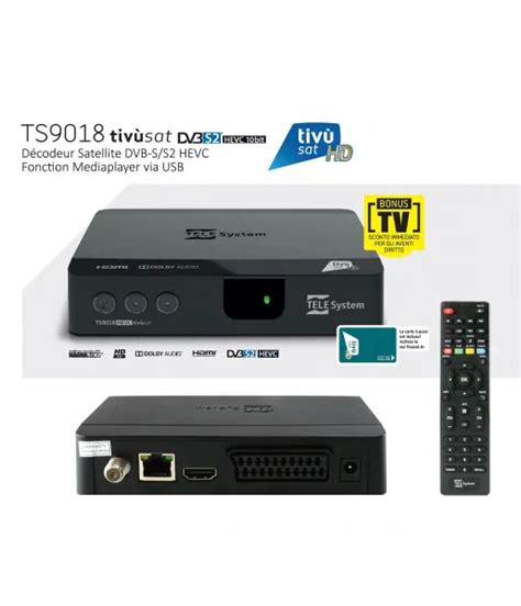 Pack Tivùsat Récepteur Satellite Tivùsat Hd Hdme Tele System Ts9018hevc