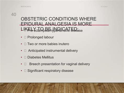 Lecture 4 Anesthesia And Analgesia In Obstetricsppt