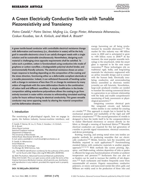 Pdf A Green Electrically Conductive Textile With Tunable