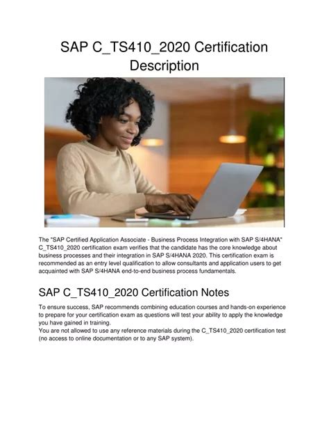 PPT SAP C TS Certification Description PowerPoint Presentation ID