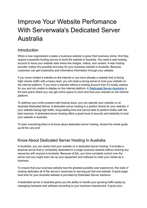 Ppt Improve Your Website Perfomance With Serverwalas Dedicated Server Australia Powerpoint