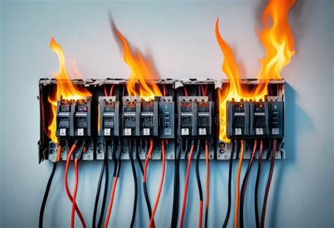 Electric Fuse Box On Fire With Flames Erupting Dramatically