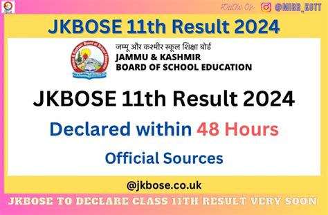 Result Of 11th Class 2024 Jkbose Search By Name Link Declared Today