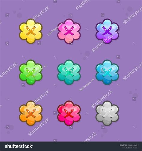 Set Game Ui Flowers Icons Button Stock Vector Royalty Free 2095209862
