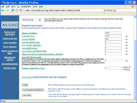 Screen Capture Of The Nitrogen Loading Model Nlm Input Page Download Scientific Diagram