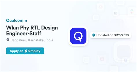 Wlan Phy Rtl Design Engineer Staff Qualcomm Simplify Jobs