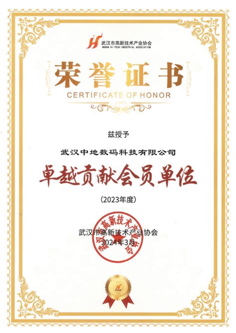载誉而归，中地数码荣获武汉市高新技术产业协会 卓越贡献奖”创新发展数字化