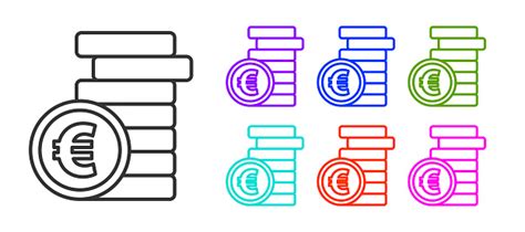 黑線硬幣貨幣與歐元符號圖示隔離在白色背景銀行貨幣標誌現金符號設置圖示五顏六色向量插圖向量圖形及更多交換圖片 交換 付錢 價格 Istock