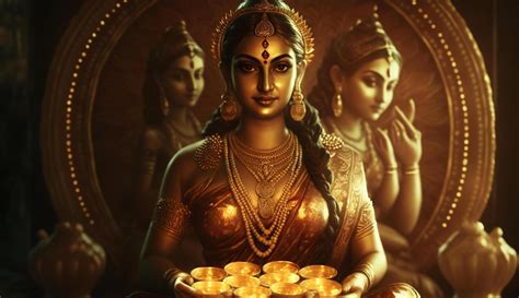 Lakshmi The Radiant Indian Goddess Of Wealth And Fortune In Artistic