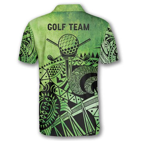 Green Tribal Custom Golf Polo Shirts For Men Primesty