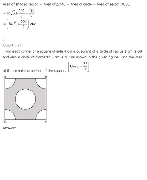 Areas Related To Circles Class 10 Mathematics Ncert Solutions
