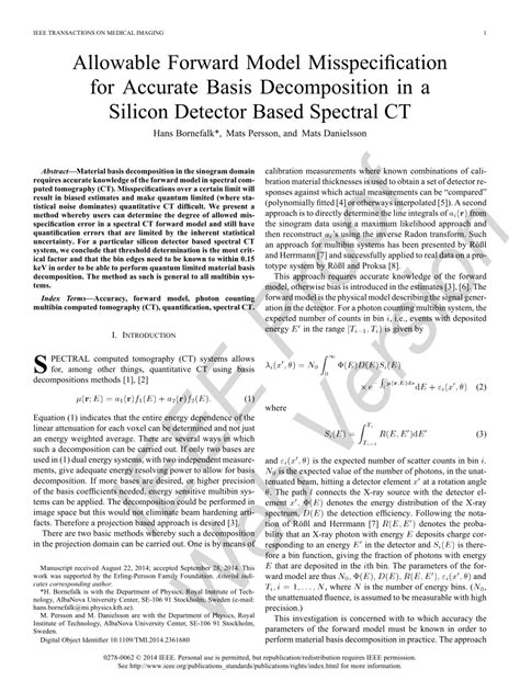 Pdf Necessary Forward Model Specification Accuracy For Basis Material Decomposition In Spectral Ct