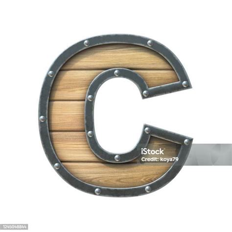 금속 프레임과 리벳나무 보드로 만든 글꼴 3d 렌더링 편지 C 알파벳 C에 대한 스톡 사진 및 기타 이미지 알파벳 C 3차원 형태 고대 유물 Istock