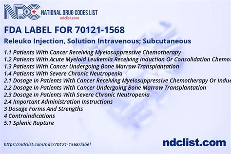 Fda Label For Releuko Injection Solution Intravenous Subcutaneous Indications Usage