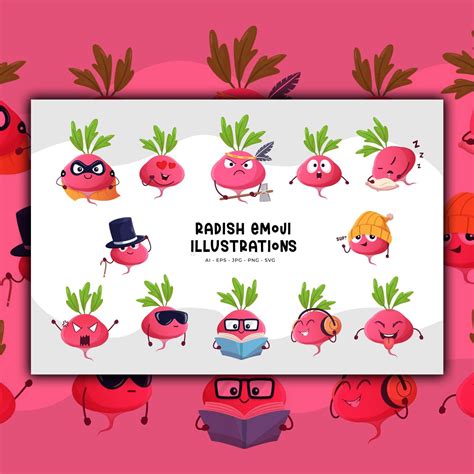 Radish Emoji Illustrations Masterbundles