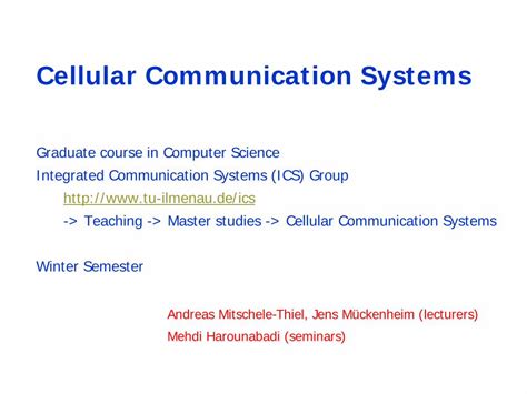 Pdf Cellular Communication Systems · Preparation Of A Presentation Final Presentations