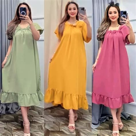 Jual Murah Nompol Daster Fuji Homdress Daster Pendek Crinkle