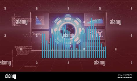 Data Visualization Image With Circular And Bar Graphs Over Digital