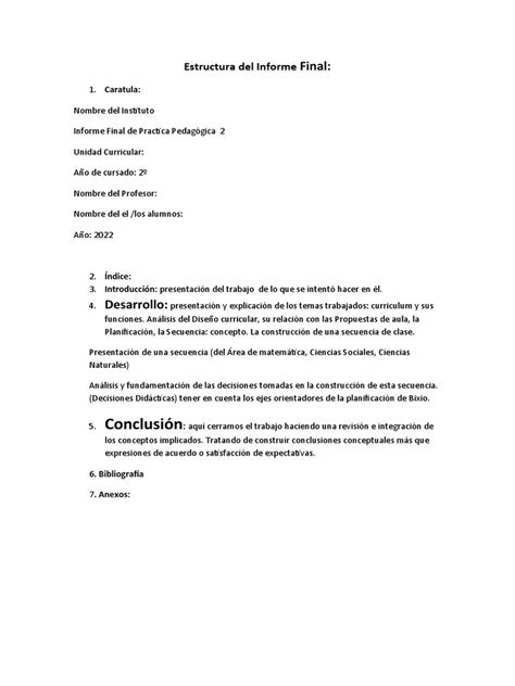Estructura Del Informe Final Pdf