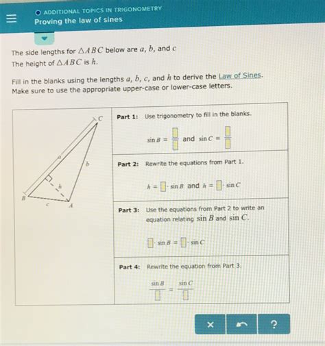 Solved O Additional Topics In Trigonometry Proving The Law
